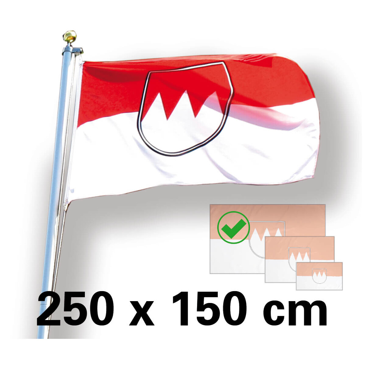 Franken-Allwetterflagge MAXI 250 x 150 cm mit Ösen, 64,90